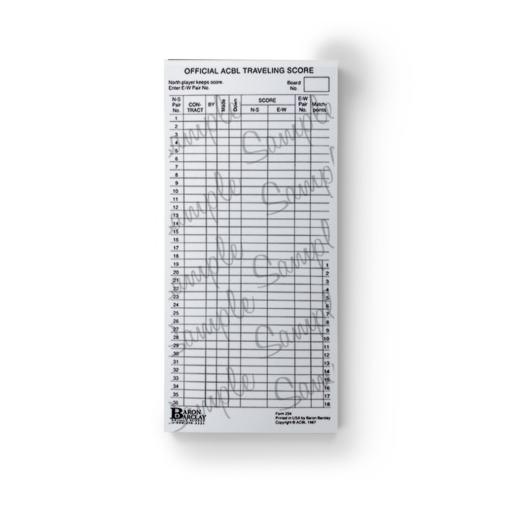 234 ACBL Long Traveling Score - (200) – Baron Barclay Bridge Supply