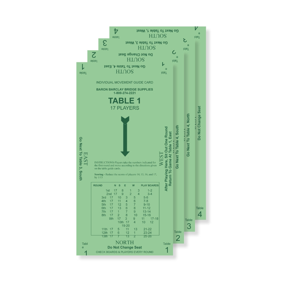 Individual Movement- 17 Players – Baron Barclay Bridge Supply