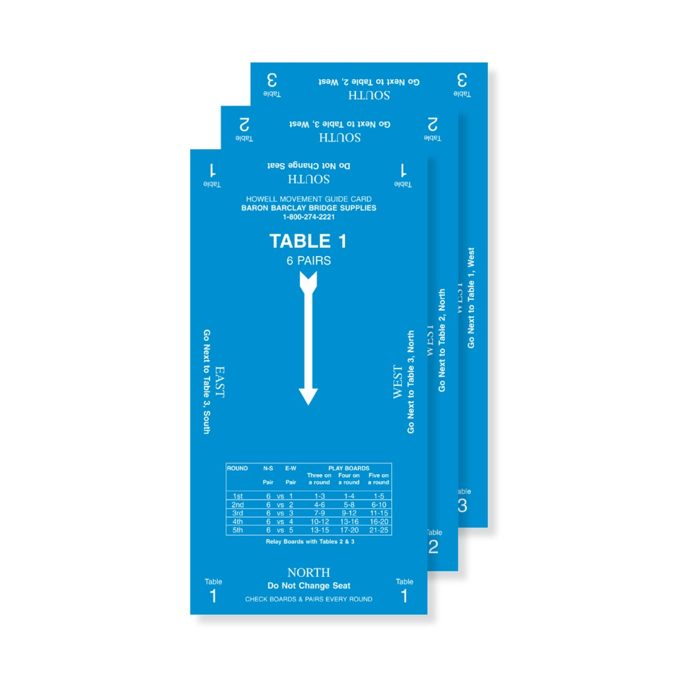 Howell Movement- 6 Pair (5 Rounds and 15, 20 or 25 Boards) – Baron ...