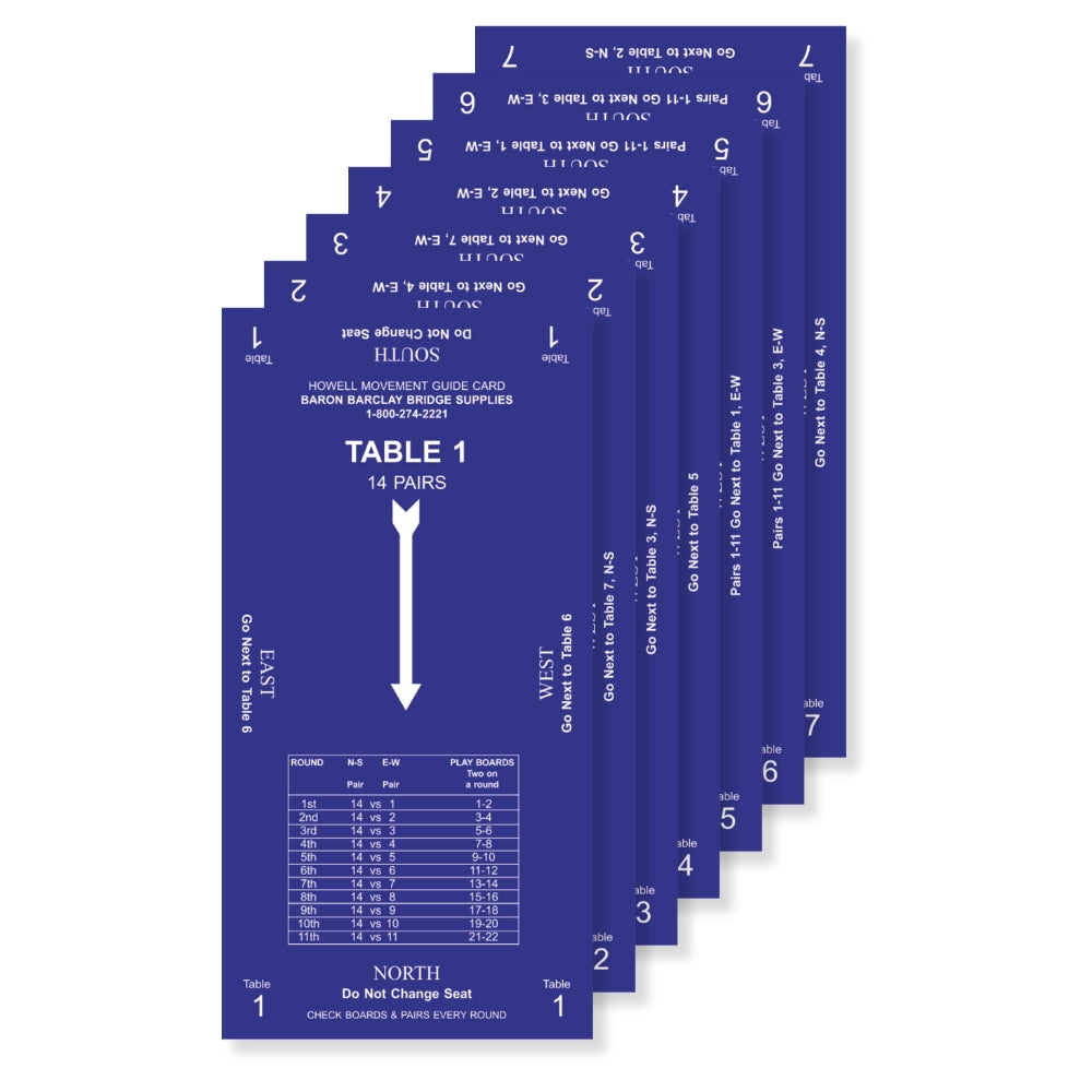 Howell Movement- 14 Pair (11 Rounds and 22 Boards) – Baron Barclay ...