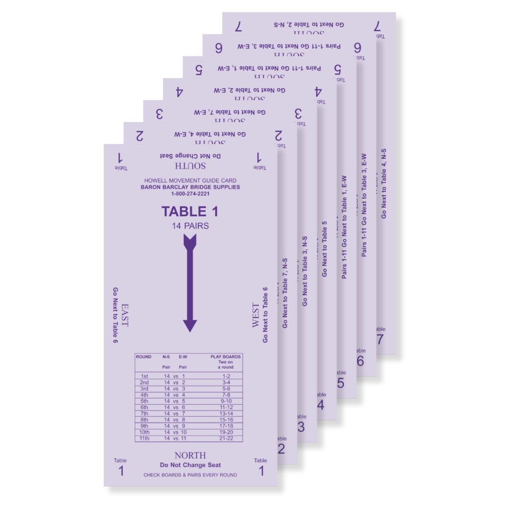Howell Movement- 14 Pair (13 Rounds and 26 Boards) – Baron Barclay ...