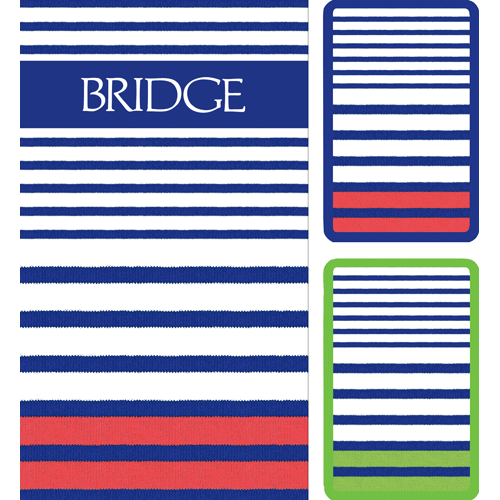 Caspari Bridge Gift Set - Jumbo Index Breton Stripe - 1 Double Deck Br ...