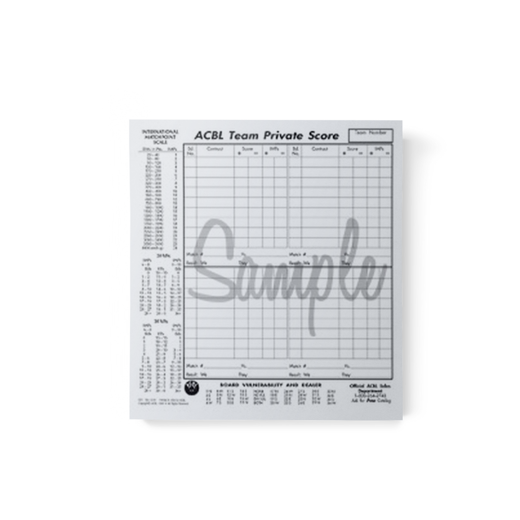 SS3 Swiss Team Insert Scorecard (100) – Baron Barclay Bridge Supply