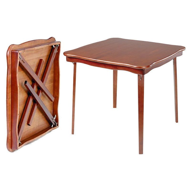 Solid Wood Folding Card Table with Elegant Scalloped Edge Design ...